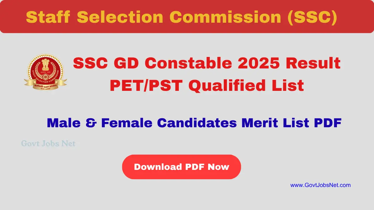 SSC GD Result 2025 Out: Download PET/PST Final Result PDF
